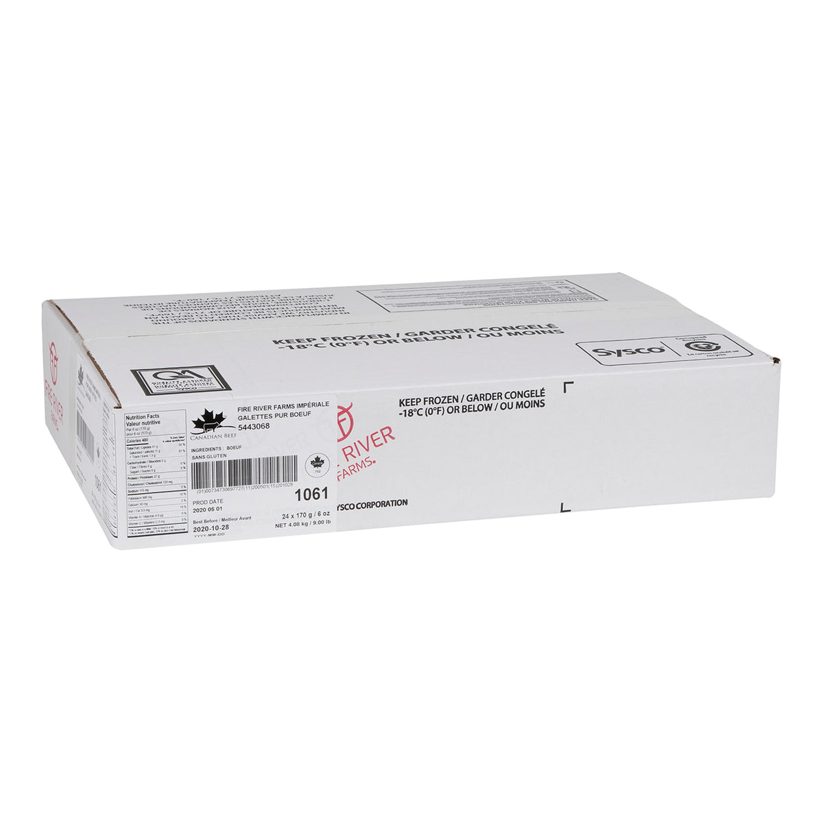 Fire River Farms Imperial Pure Beef Patties 24x170g [$2.49/ea]