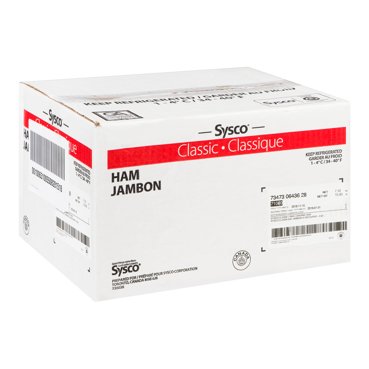 Sysco Classic Bone In Smoked Ham Approx 8.8Kgs [$17.24/kg] [$7.82/lb]