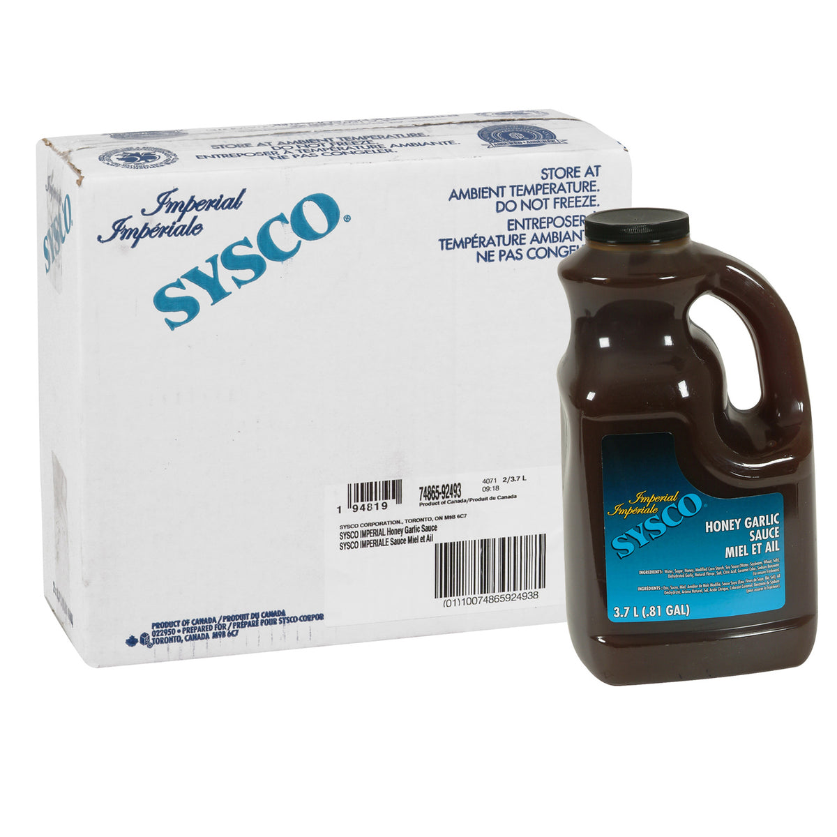 Sysco Imperial Honey Garlic Wing Sauce 2x3.7l [$0.81 /100ml]